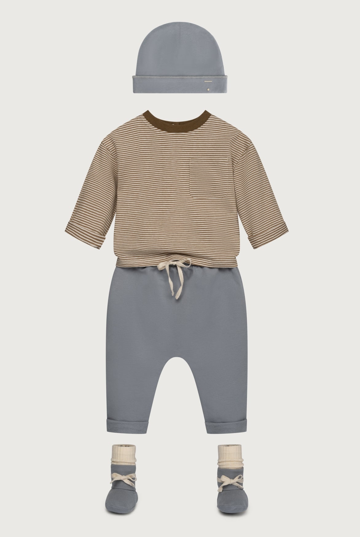 Baby L/S Pocket Tee Gots - Woody - Cream - Gray Label - Mase Conceptstore